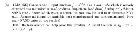 Solved Consider The 4 Input Function F Bcd Bd Acd