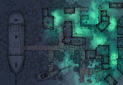 Docks Of The Dead A Haunted Port Battle Map From 2 Minute Tabletop