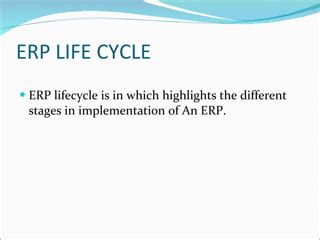 Erp Implementation Life Cycle PPT Erp Implementation Life Cycle PPT