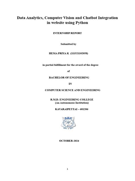 Internship Report Sample Pdf Computer Vision Python Programming