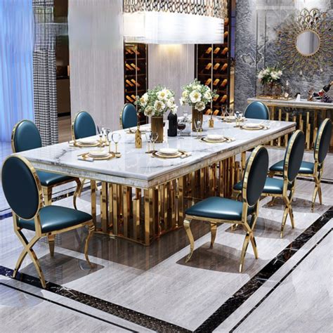 Royal Look Modern Luxurious Marble Top Dining Table Set