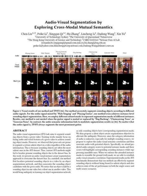 Audio Visual Segmentation By Exploring Cross Modal Mutual Semantics Pdf Image Segmentation