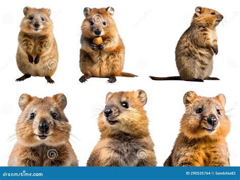 Quokka Many Angles And View Portrait Side Back Head Shot Isolated On