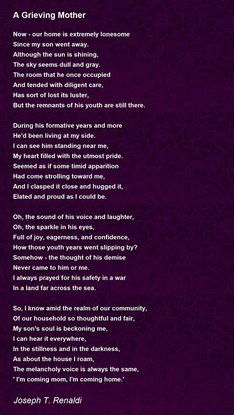 A Grieving Mother Poem By Joseph T Renaldi Poem Hunter