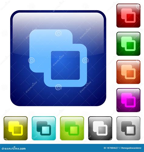 Subtract Shapes Color Square Buttons Stock Vector Illustration Of