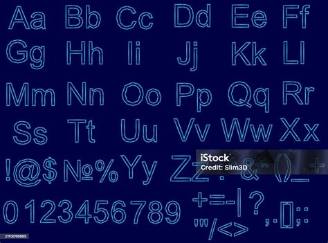 큰 알파벳이 있는 블루 스크린 알파벳은 매우 굵고 명확한 글꼴로 되어 있습니다 경사로 표지판에 대한 스톡 벡터 아트 및 기타 이미지 경사로 표지판 네온 대형 Istock