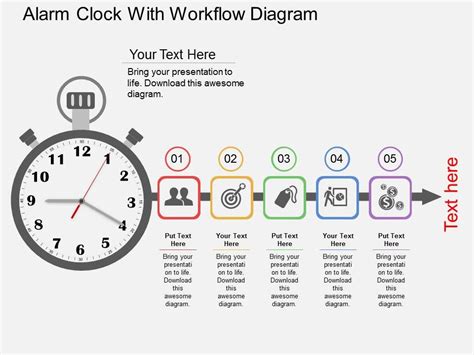 Alarm Clock With Workflow Diagram Flat Powerpoint Design PPT Images Gallery PowerPoint Slide