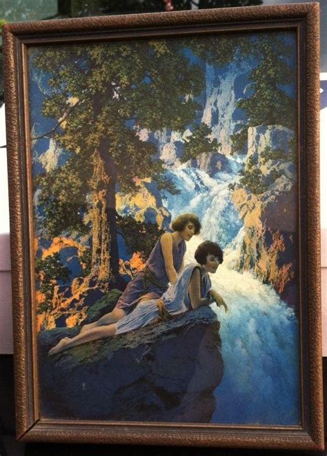 Maxfield Parrish 1930 Print Waterfall Vivid Color Crisp Detail