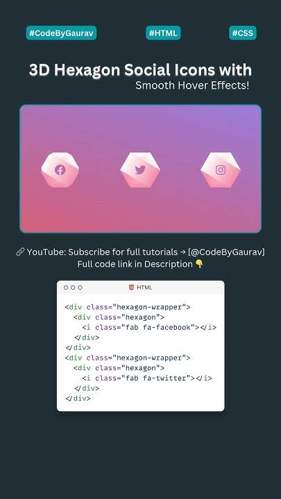 🦋butterfly Hexagon Social Buttons Using Html And Css Shorts