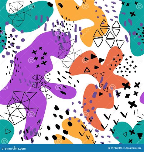 Creative Doodle Art Header With Different Shapes And Textures Collage Color Splash Abstract