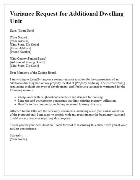 Letter Template For Zoning Variance Request Submission Free Samples In Pdf Letterin