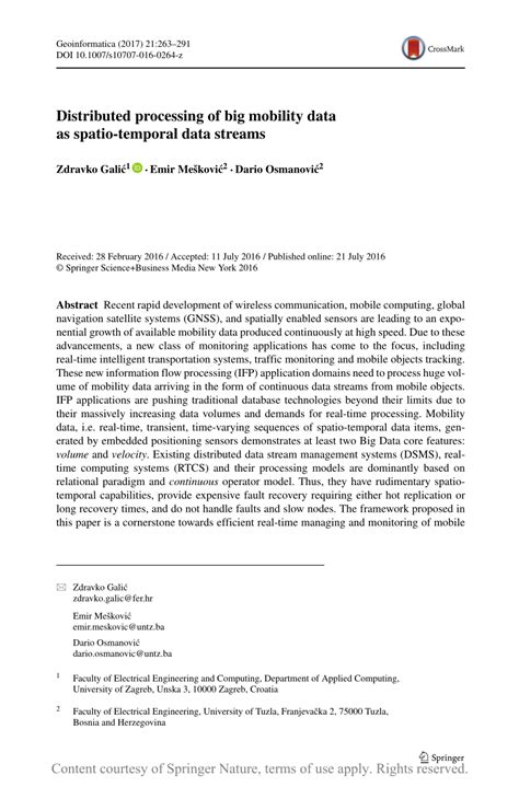 Distributed Processing Of Big Mobility Data As Spatio Temporal Data Streams Request Pdf