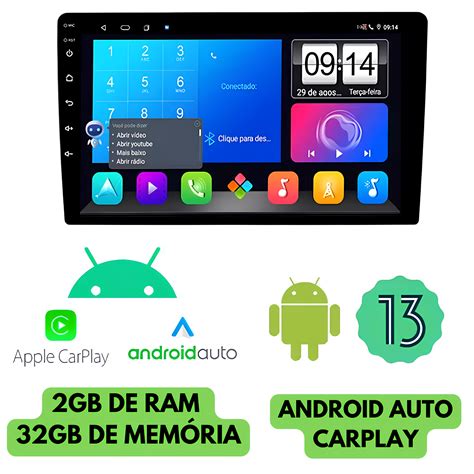 Multimidia 9 Polegadas Android 13 2gb 32gb E Tech Carplay Amarok Moldura La Leds Acessorios Auto
