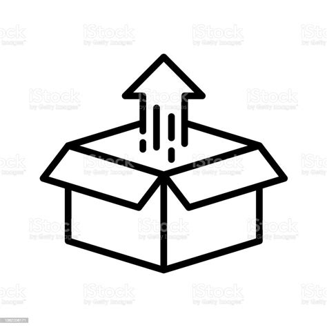 흰색 배경에 격리된 화살표 벡터 아이콘이 있는 상자를 엽니다 웹 모바일 앱 및 Ui 디자인에 대한 화살표 스톡 벡터 일러스트레이션이 있는 오픈 박스 0명에 대한 스톡 벡터