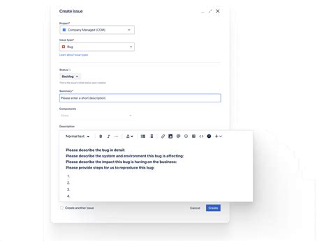 how to create a jira description template without workarounds or code