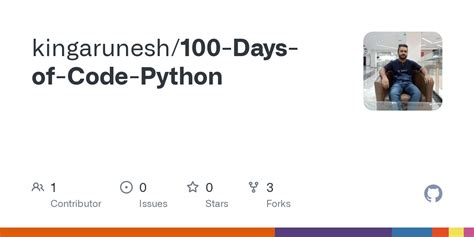 Github Kingarunesh100 Days Of Code Python