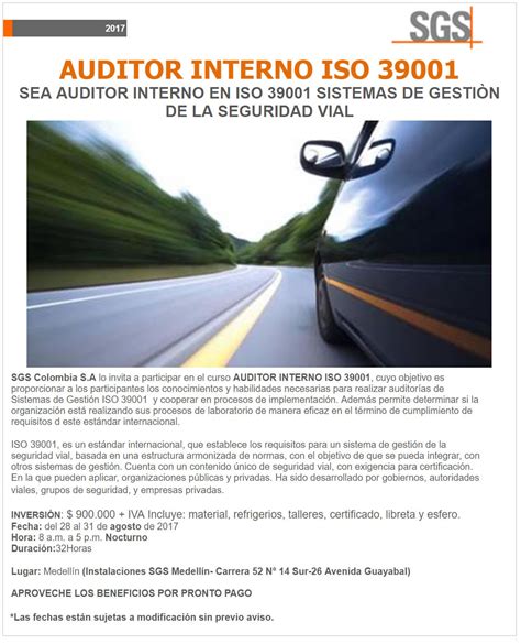 Curso Auditor Interno Iso 39001 Diplus