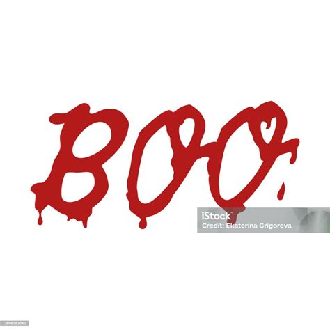 뚝뚝 떨어지는 피 묻은 텍스트 Boo 할로윈 으스스한 액체 글자 모방 벡터 타이포그래피 격리된 그림 티셔츠 프린트 디자인 10월에 대한 스톡 벡터 아트 및 기타 이미지