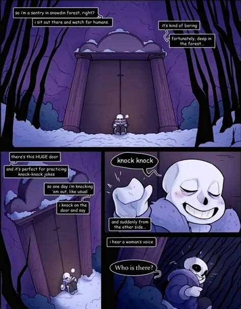 Sans Meets Toriel By Telling Bad Jokes And Puns Through The Ruins Door Protect Human Frisk