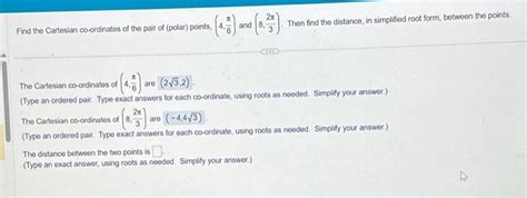Solved Find The Cartesian Co Ordinates Of The Pair Of Chegg
