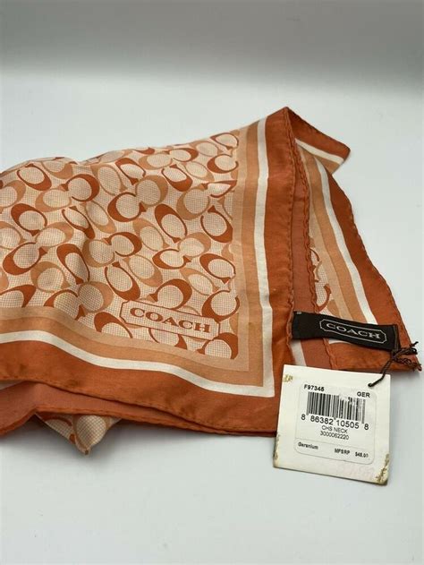 Nwt Coach Geranium Logo Scarf Orange Coach Neckscarf Logo Scarves