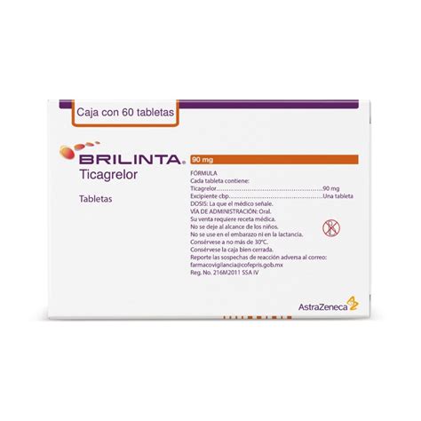 Brilinta® 90 Mg Ticagrelor 60 Tabletas Astrazeneca