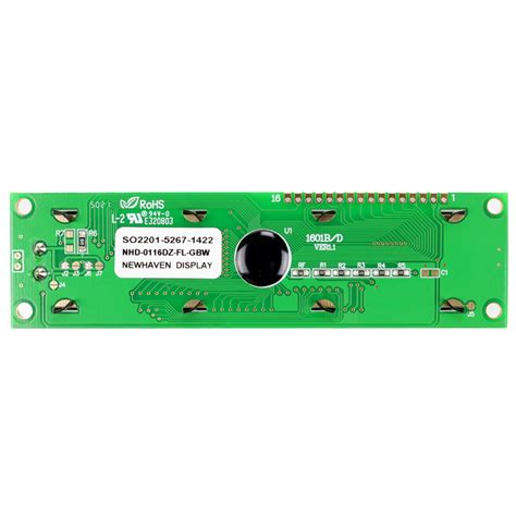 1x16 Character Lcd Stn Gray Display Dz With Yellowgreen Backlight