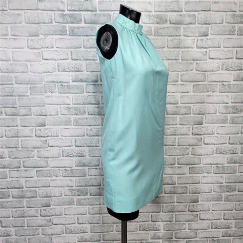 vintage 60s mint green mod go go micro mini shift dress mock neck sleeveless etsy