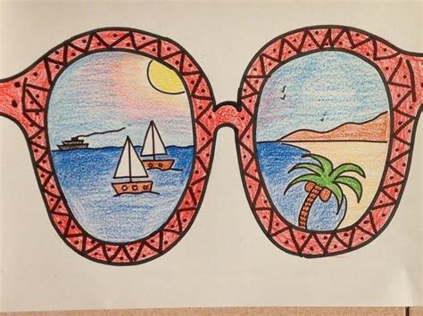 Back To School Sunglasses Reflection Drawing
