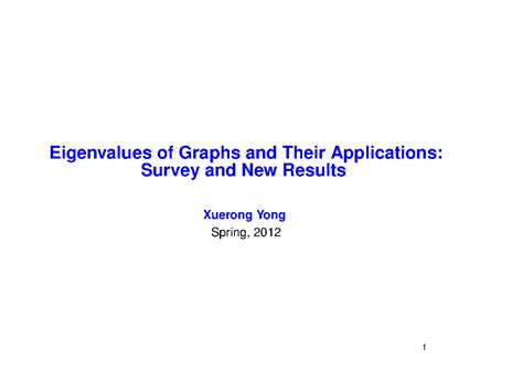 Eigenvalues Applications Eigenvalues Of Graphs And Their Applications Survey And New Results