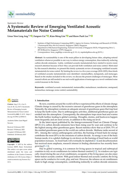 Pdf A Systematic Review Of Emerging Ventilated Acoustic Metamaterials For Noise Control
