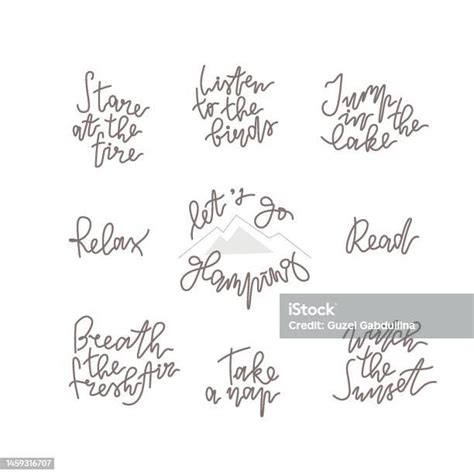 따옴표 세트 야외 여행 캠핑 글램핑에 대한 문구 벡터 손으로 그린 글자입니다 격언에 대한 스톡 벡터 아트 및 기타 이미지 격언 호수 글램핑 Istock