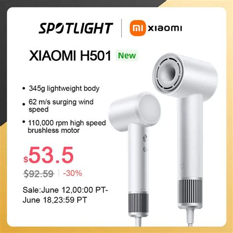 샤오미 미지아 고속 헤어 드라이어 음이온 헤어 케어 전문 퀵 드라이 220v 62 Ms 급풍 풍속 110000 Rpm H501 Aliexpress