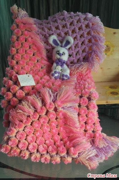 МК плед из ПОМПОНОВ | Идеи для поделок, Помпоны, Ковер с помпонами