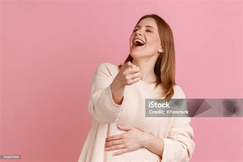 Woman Laughing Out Loud Pointing Finger Making Fun Of You And Looking
