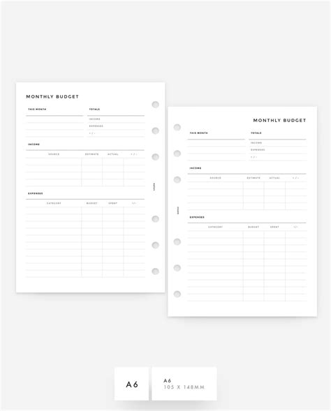 Minimalist Monthly Budget Planner Inserts 8lotus