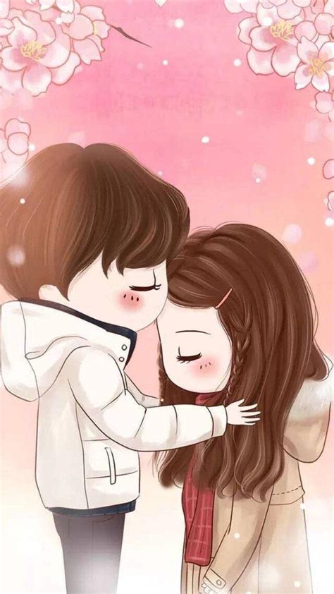 Cute Cartoon Couple Hugging