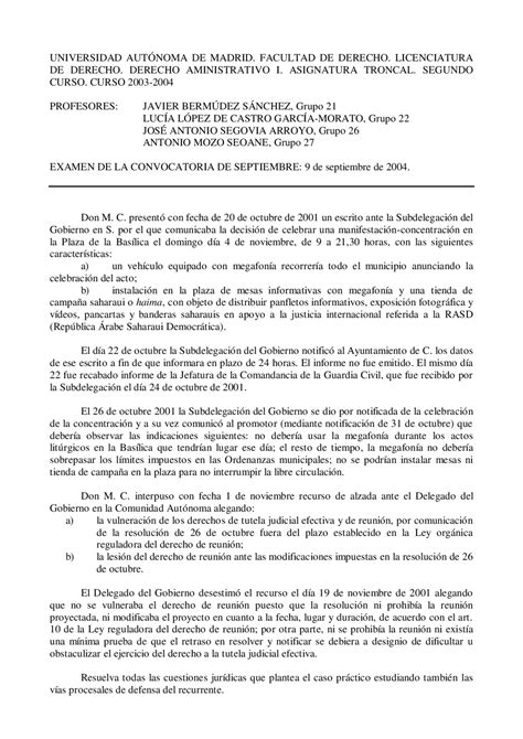 Derecho Administrativo I Prática Examen 9 De Septiembre 2004 Univ