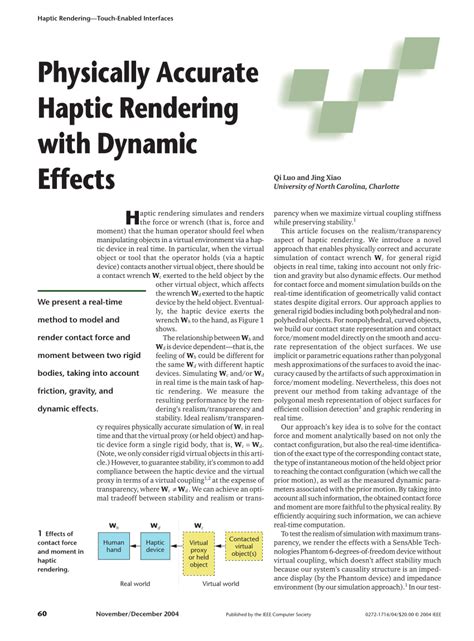 Pdf Physically Accurate Haptic Rendering With Dynamic Effects