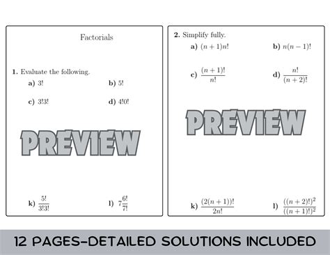 Factorials Worksheet No 3 With Solutions Teaching Resources