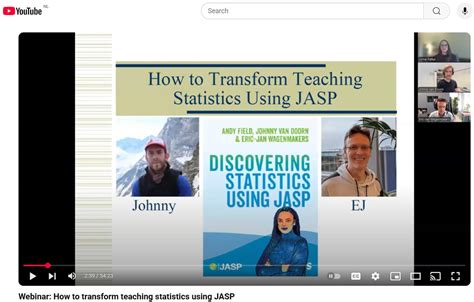 Webinar Video How To Transform Teaching Statistics Using Jasp Now On Youtube Jasp Free And