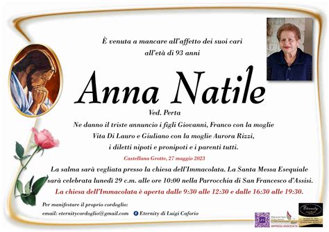 Funerali E Annunci Funebri A Castellana Grotte Anna Natile Funer24