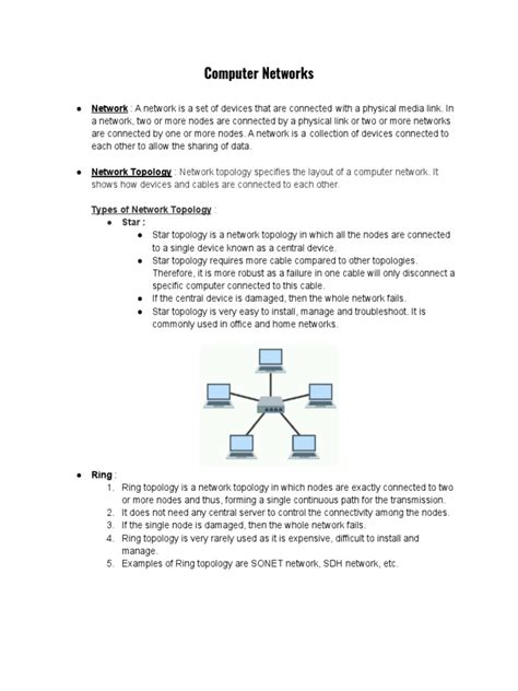 Computer Networking Notes For Tech Placements Pdf Network Topology