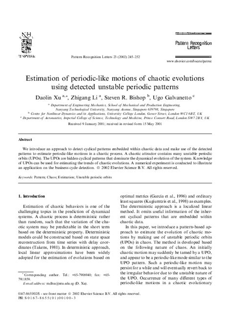Pdf Estimation Of Periodic Like Motions Of Chaotic Evolutions Using