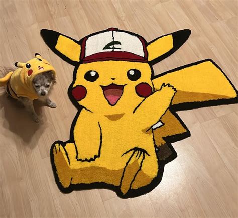 Ash Cap Pikachu 45”x48” R Tufting