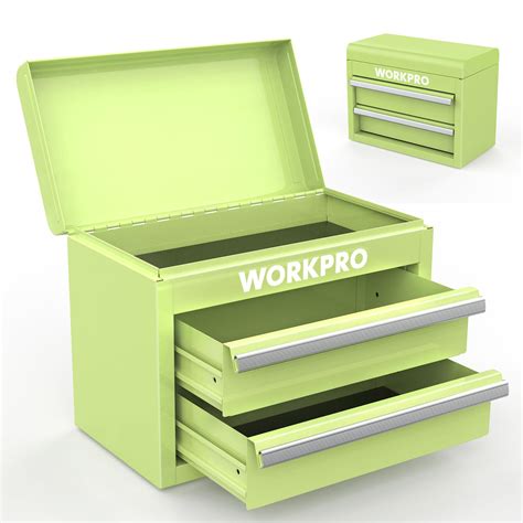 Workpro Mini Metal Tool Box With 2 Drawers And Top Storage Small Tool