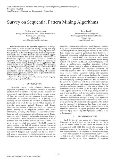 Pdf Survey On Sequential Pattern Mining Algorithms