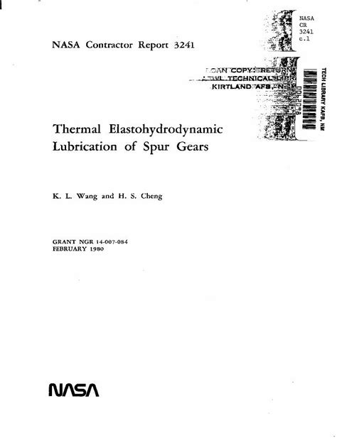 Pdf Thermal Elastohydrodynamic Lubrication Of Spur Gears Dokumentips