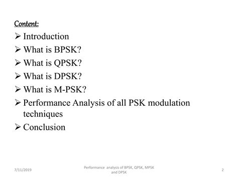 Performance Analysis Ber Vs Ebn0 Of Bpskqpsk Dpsk And M Psk Pptx