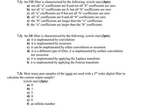 Solved An FIR Filter Is Characterized By The Following Chegg